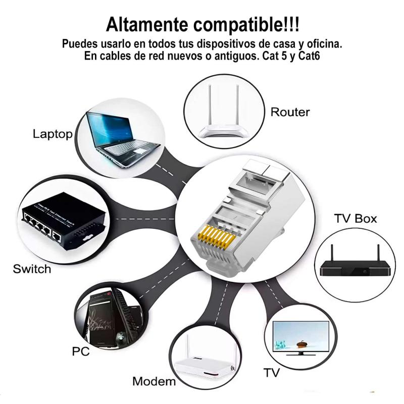 Ofertas en Conector Red RJ45 Metal Terminal Blindado Categoria 6 CAT6